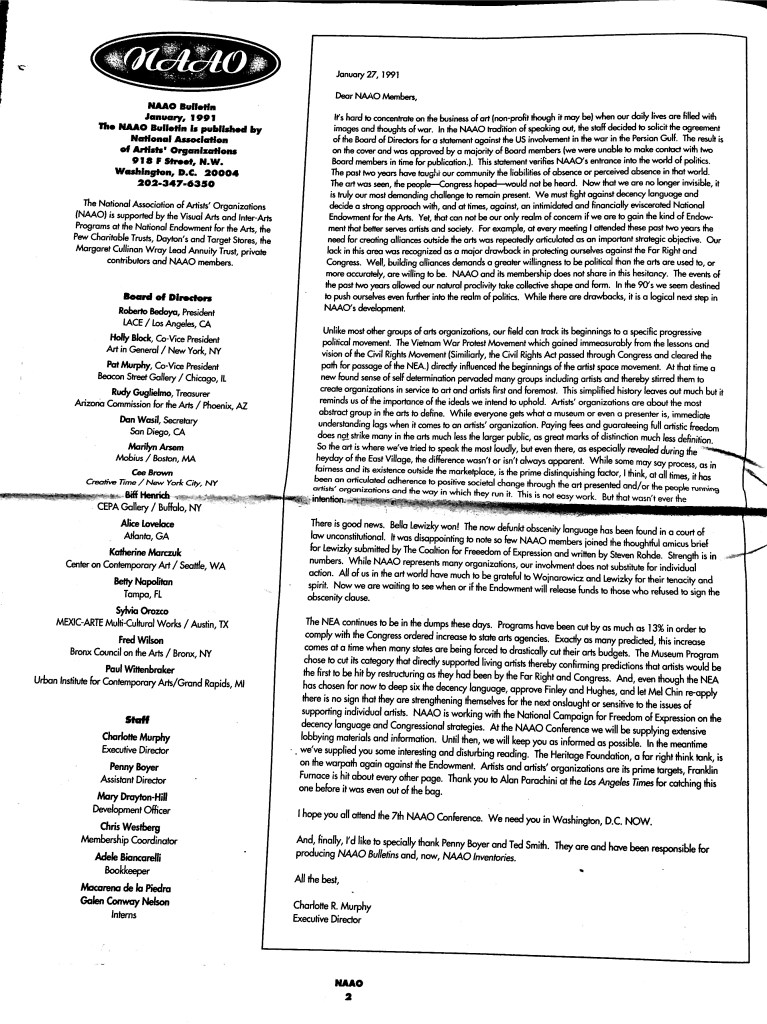 NAAO Bulletin – January 1991 – NAAO Archives