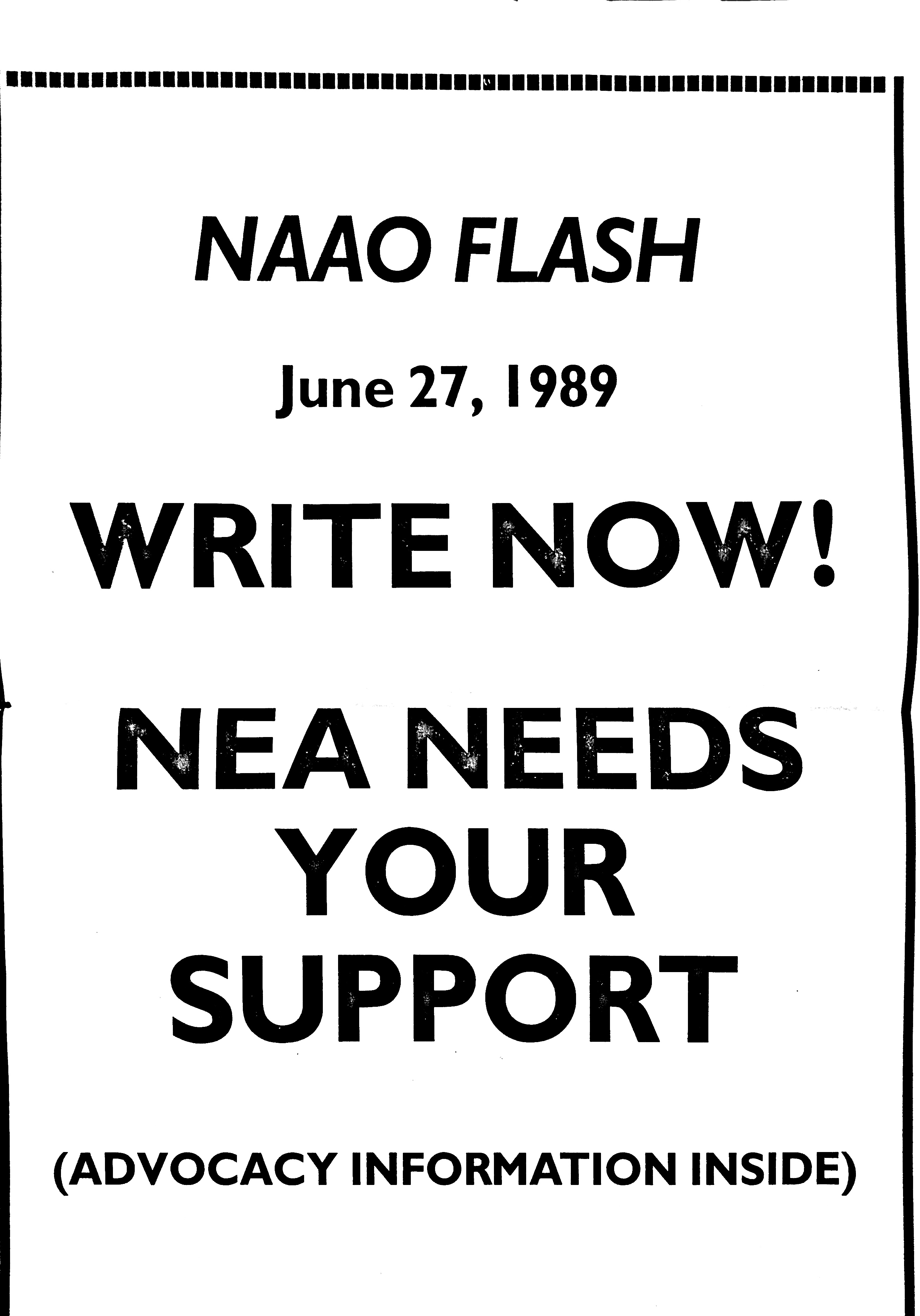 NAAO Flash – June 1989 – NAAO Archives