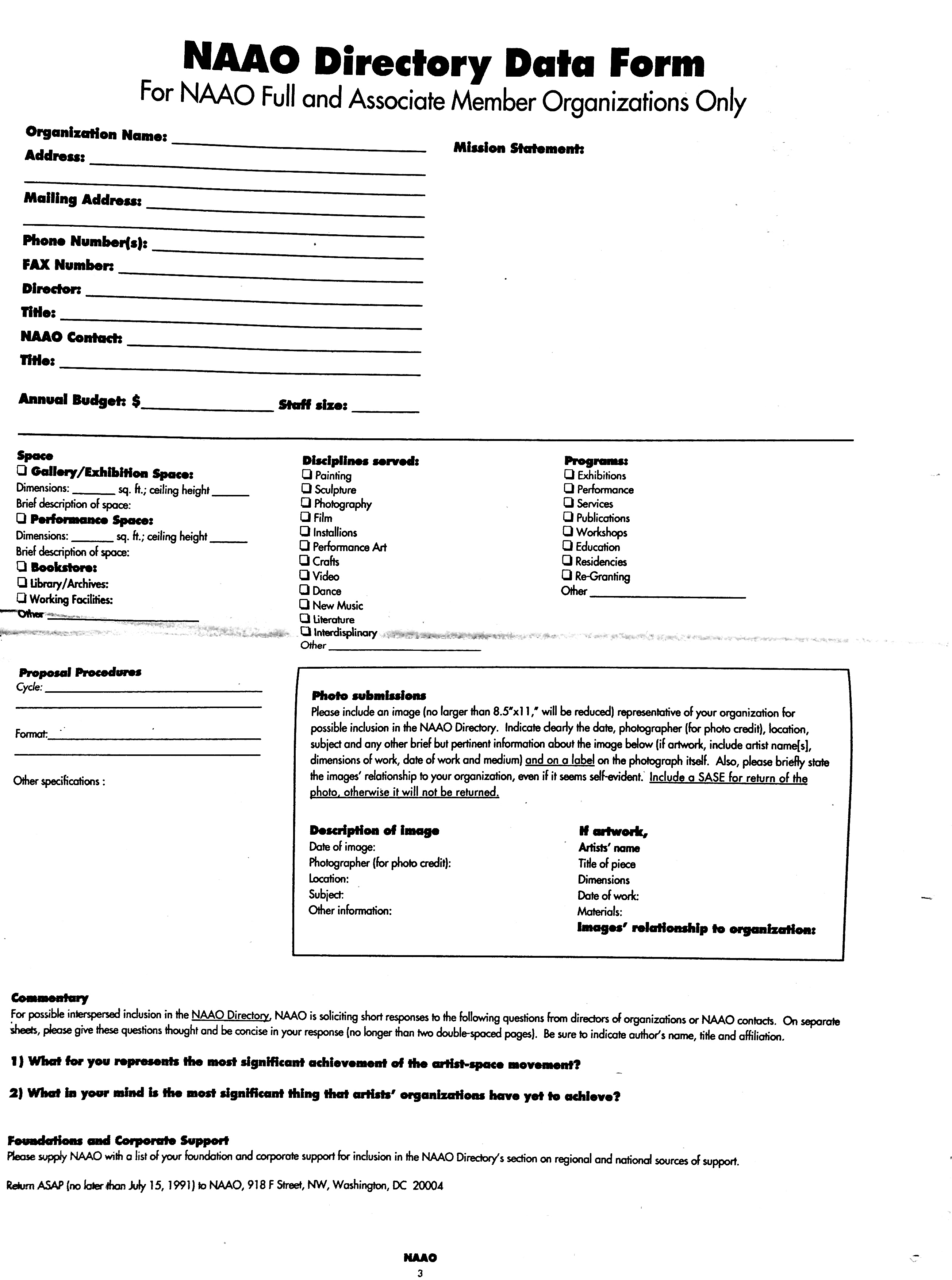 NAAO Bulletin – March 1991 – NAAO Archives